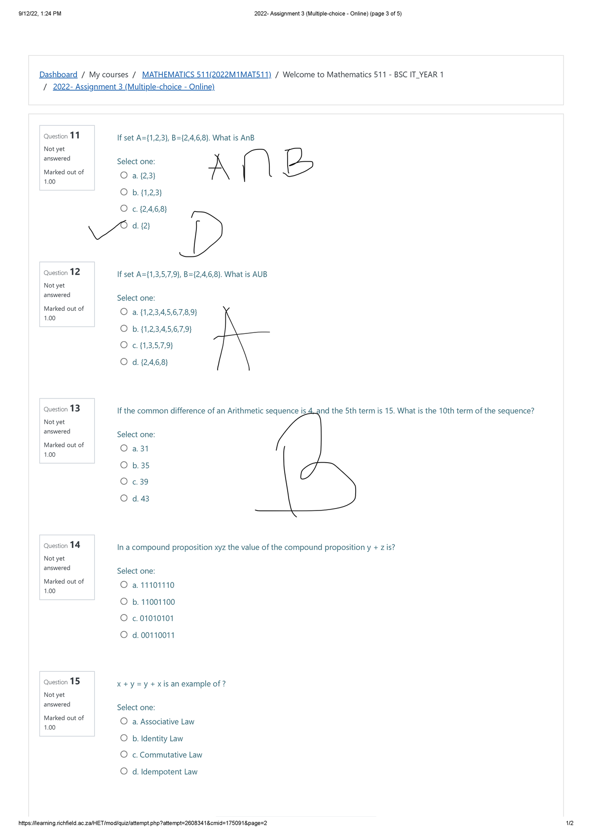 2022- Assignment 3 (Multiple-choice - Online) (page 3 of 5) kgantse - 9/12/22, 1:24 PM 2022 ...
