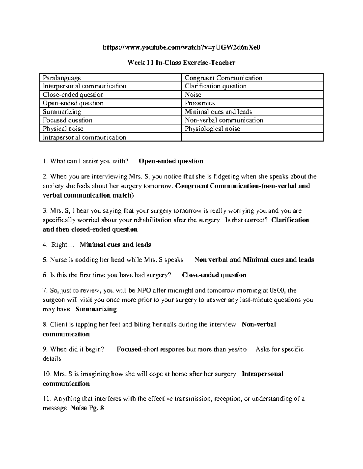 In-Class exercise - youtube/watch?v=yUGW2d6nXe Week 11 In-Class ...