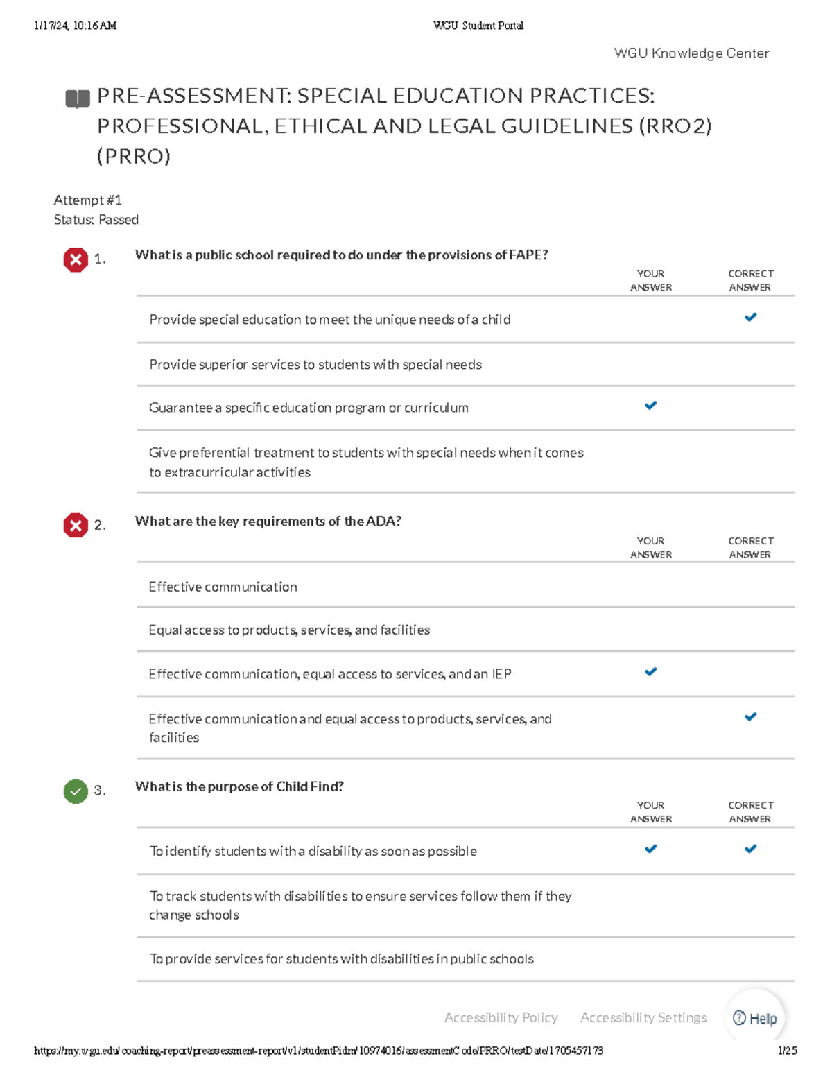 Pre-Assessment OA Practice - PRE-ASSESSMENT: SPECIAL EDUCATION ...