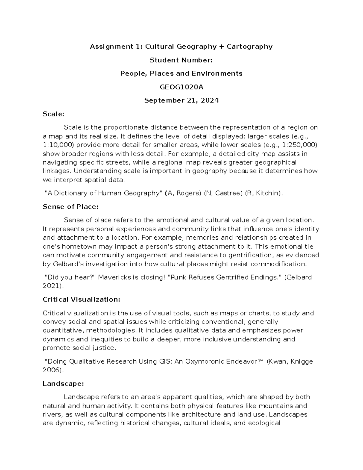 geog1020 assignment 1 - Assignment 1: Cultural Geography + Cartography ...