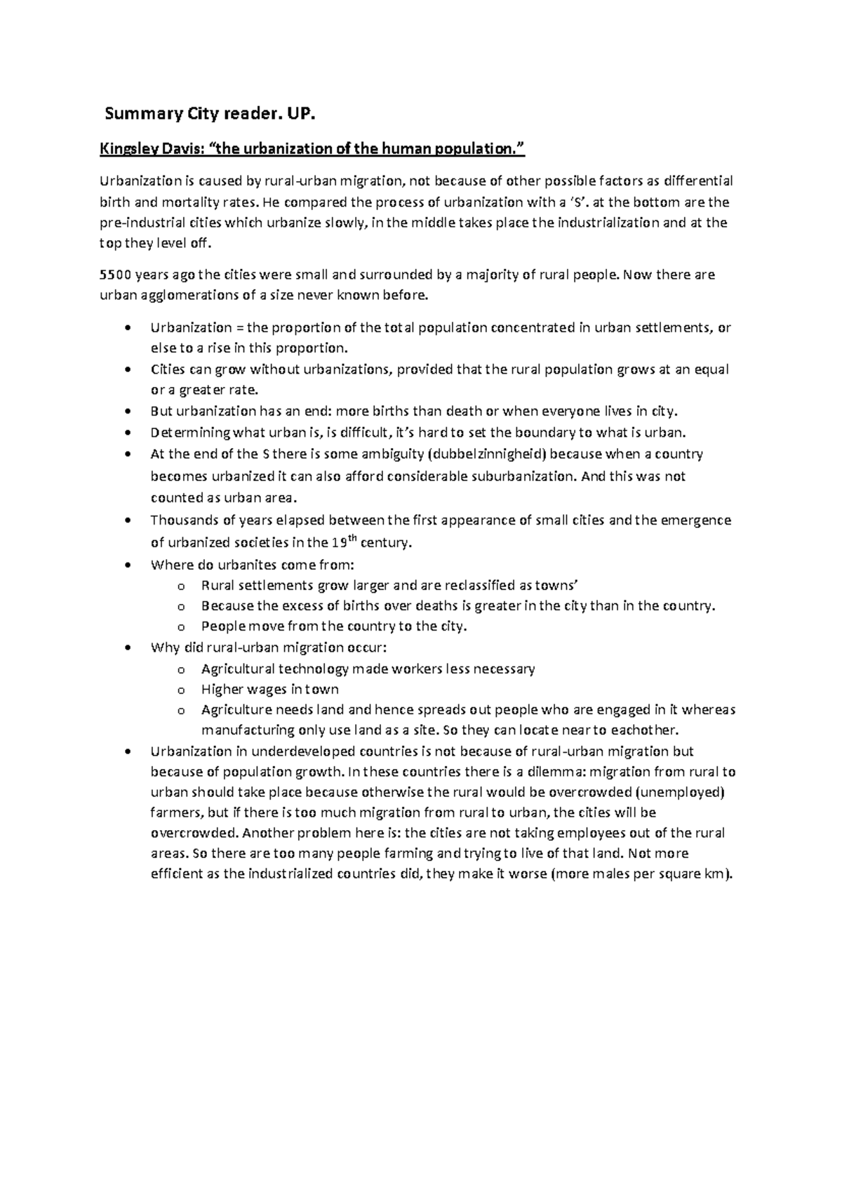 A English Urbanism Planning City Reader - Summary City reader. UP ...