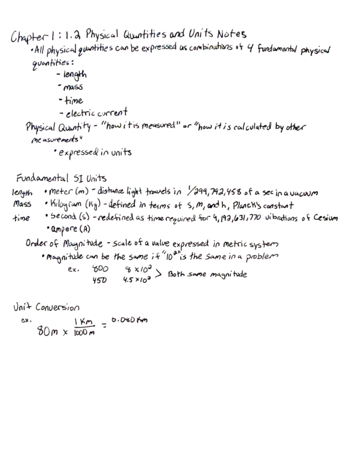 Chapter 1 1.2 Book Notes - Chapter 1:1 Physical Quantities and Units ...