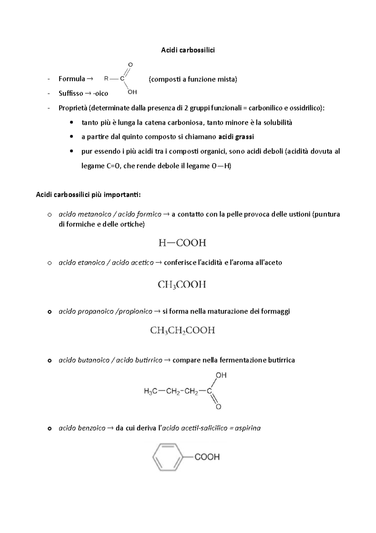 Acidi carbossilici, acidi grassi - Acidi carbossilici Formula Suffisso ...