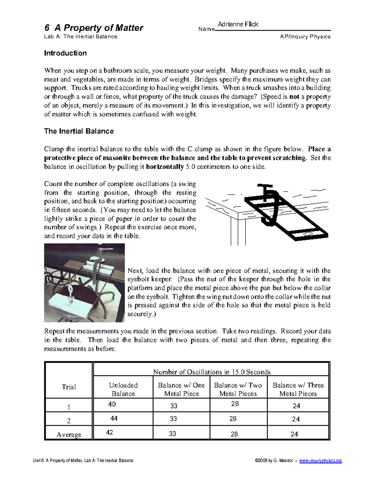 Kami Export - 06a Lab A - The Inertial Balance - 6 A Property of Matter ...