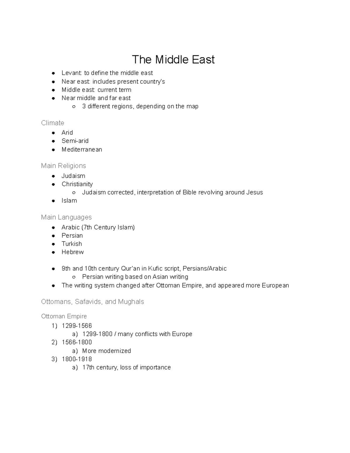 The Middle East - The Middle East Levant: to define the middle east ...