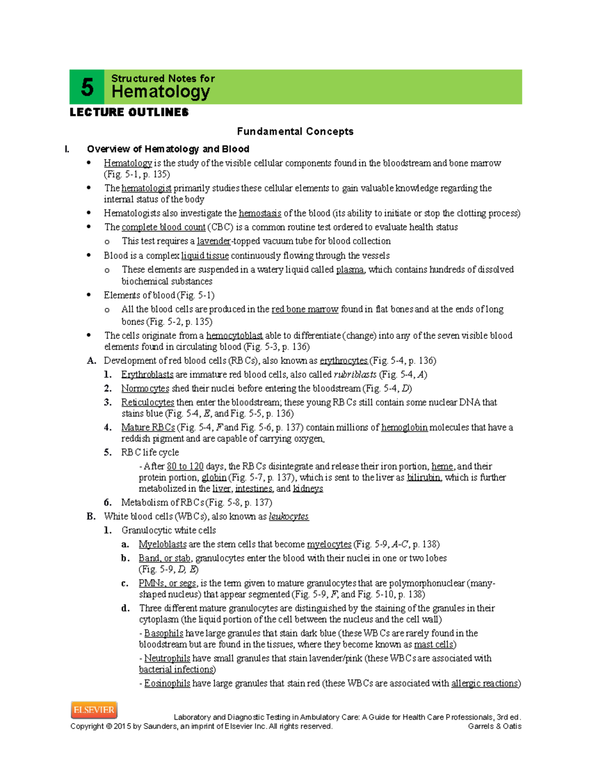 Structured Notes completed - 5 Structured Notes for Hematology LECTURE ...
