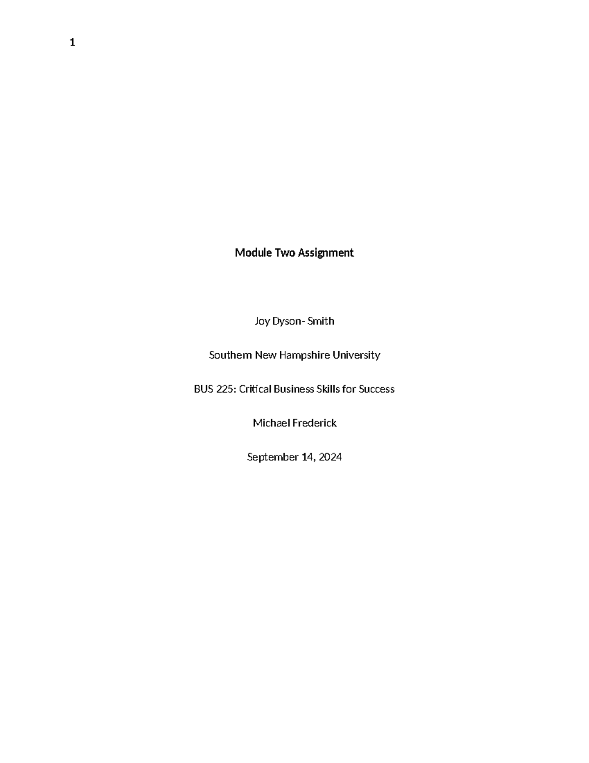BUS225 Module Two Assignment - Module Two Assignment Joy Dyson- Smith ...