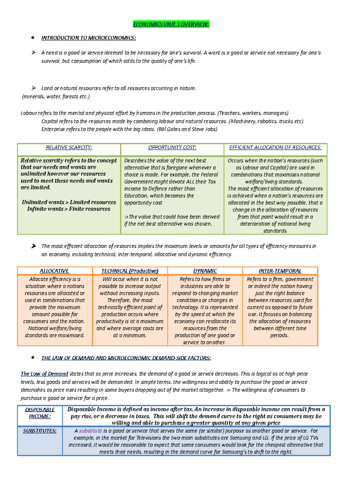 1Eco unit 3 overview - These are good notes on economic factors ...