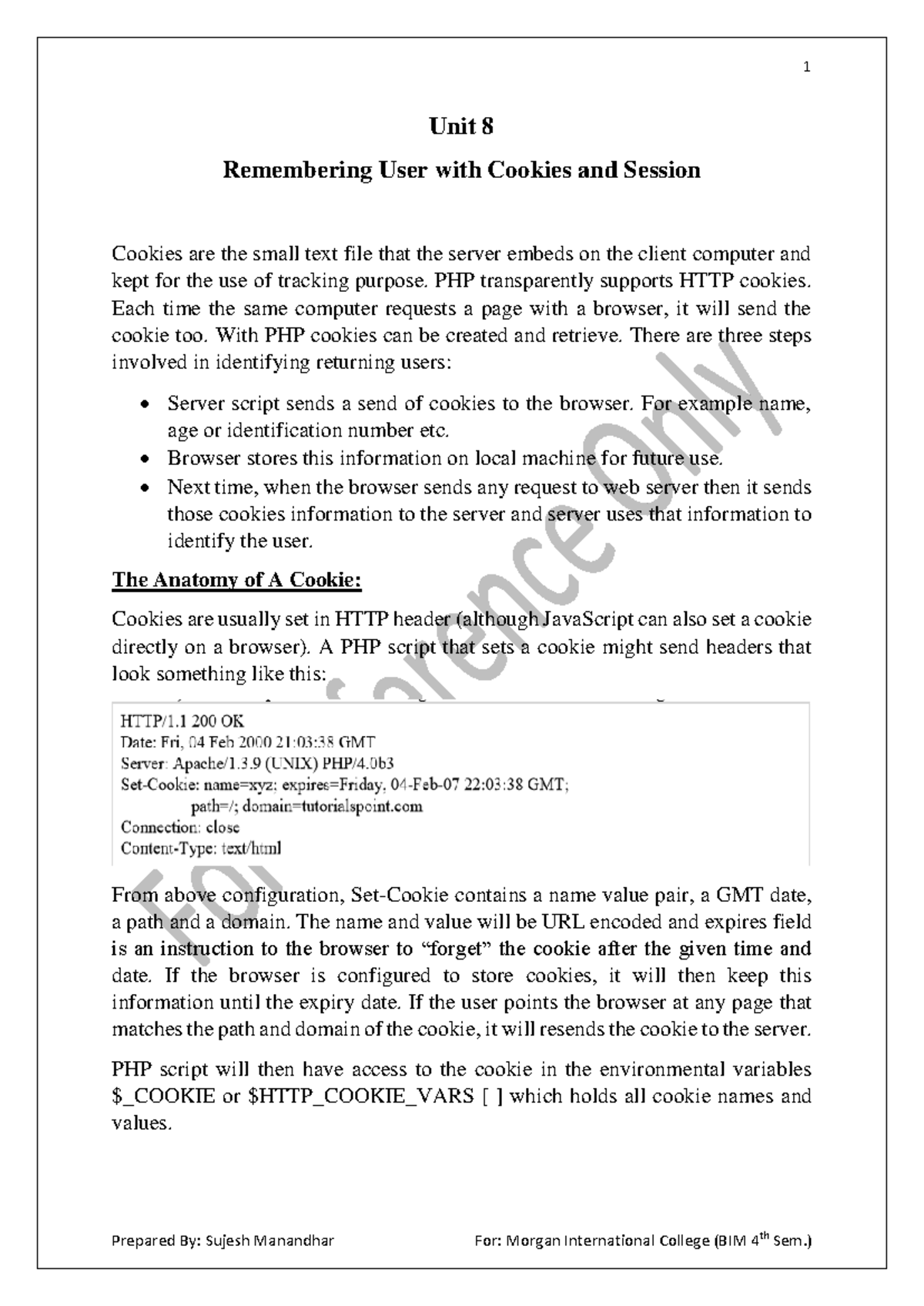Session&Cookies - Unit 8 Remembering User with Cookies and Session ...