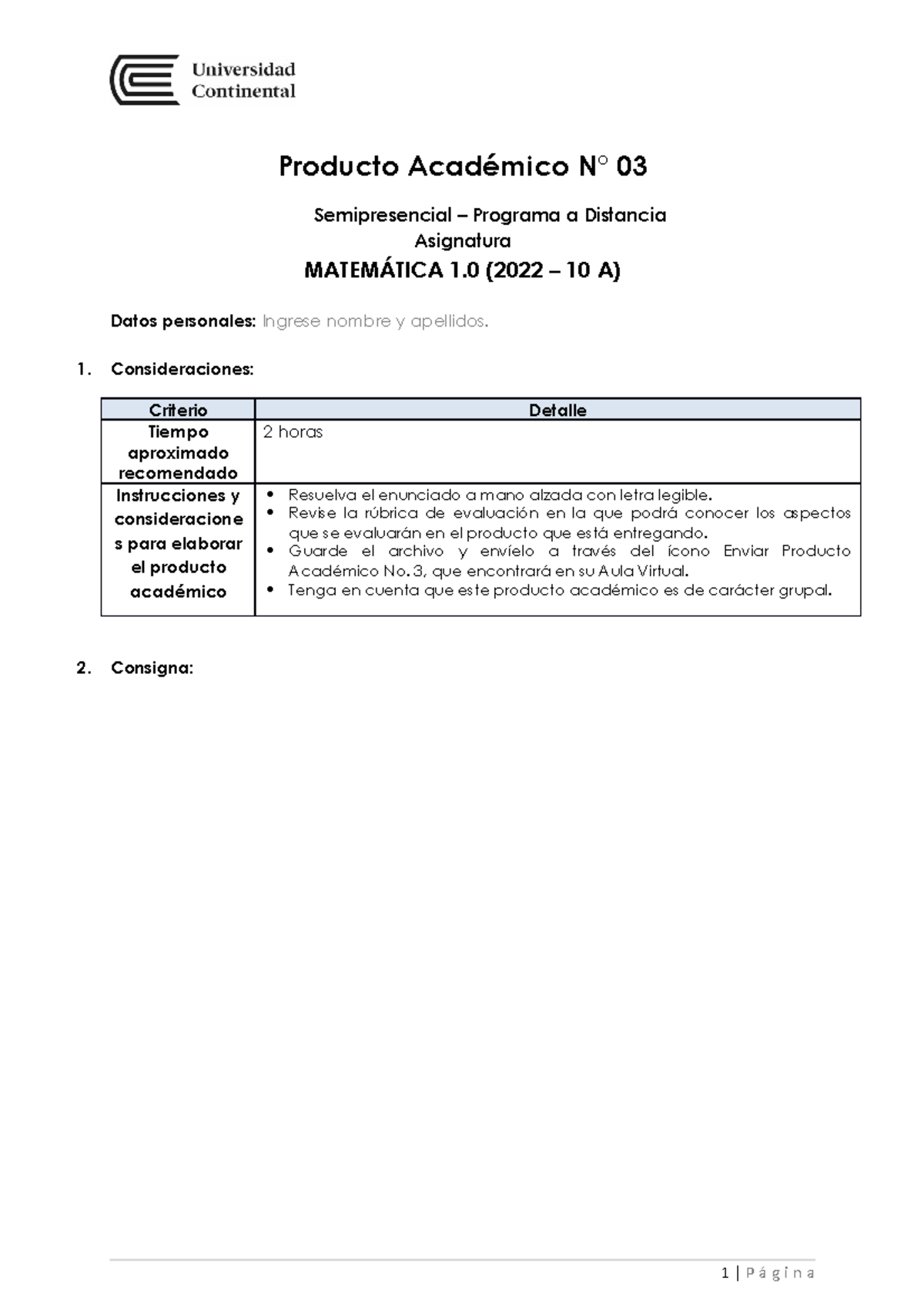 PA 03 2022 10 A - Producto Académico N°3 - Producto Académico N° 03 Semipresencial – Programa a ...