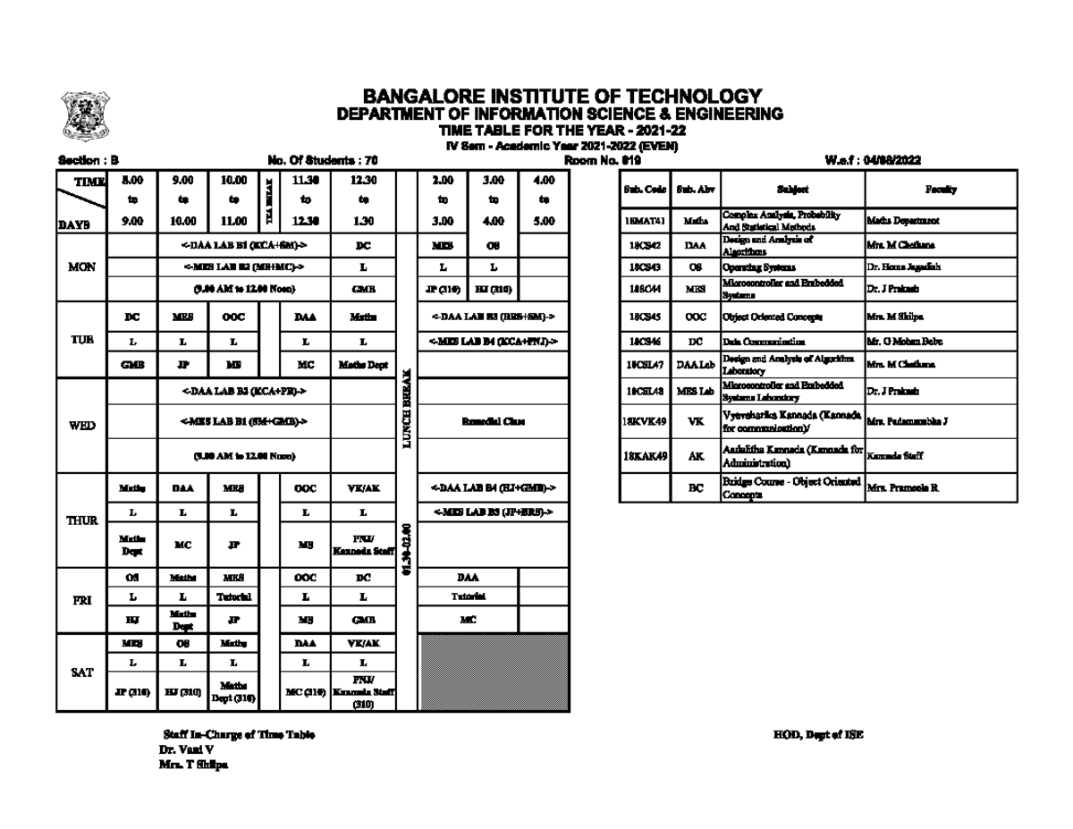 Class Schedule - Computer Applications - Studocu