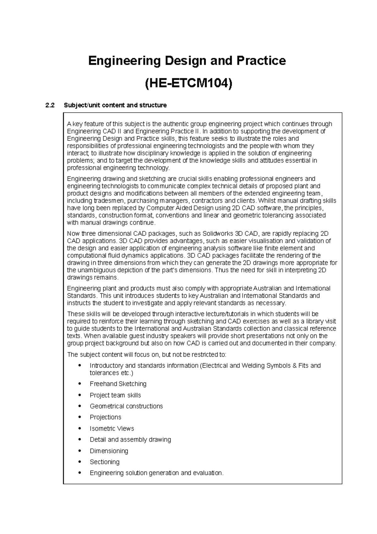 Engineering Design and Practice ( Heetcm 104) - Engineering Design and ...