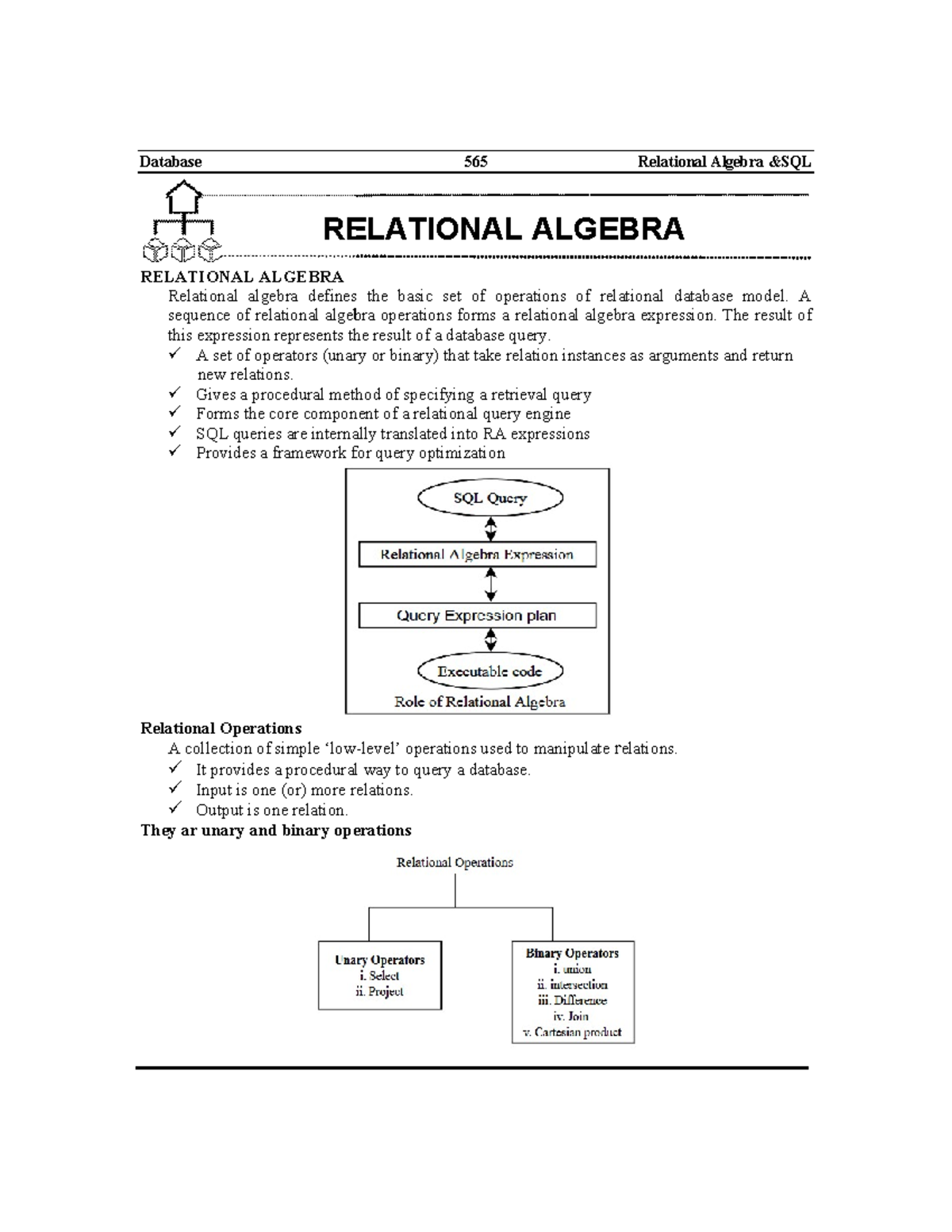 Query - better practies for cse student - Database RELATIONAL ALGEBRA RELATIONAL ALGEBRA ...