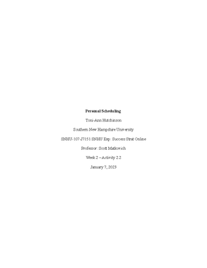 SNHU107 Week3 - ............................. - Time Management Toni ...