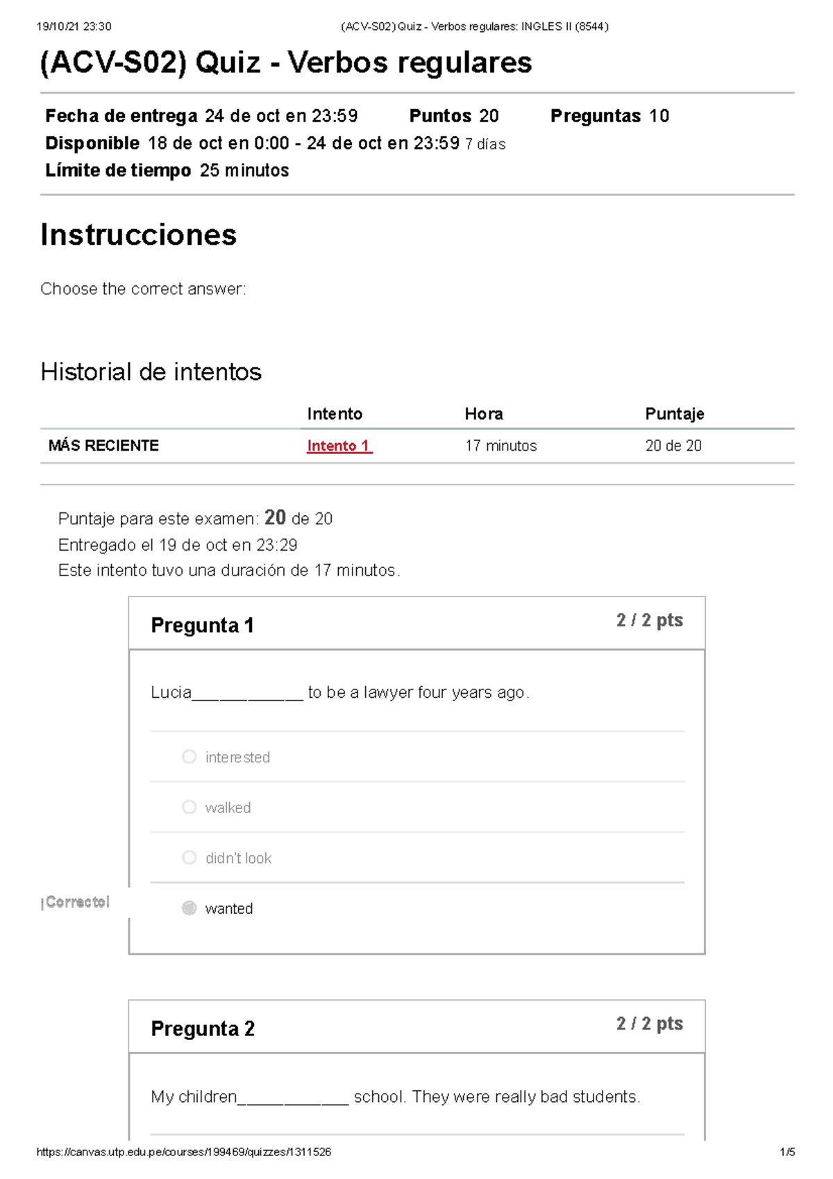 (ACV-S02) Quiz - Verbos regulares Ingles II (8544) - (ACV-S02) Quiz ...