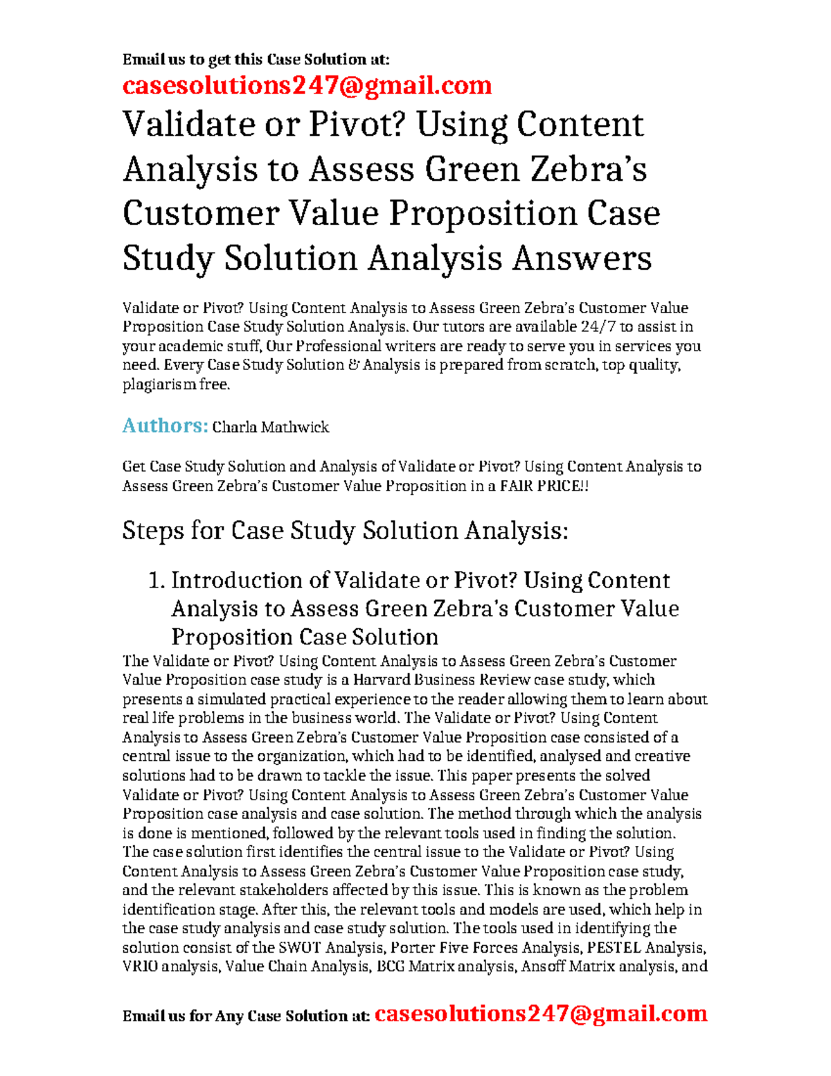Case Solution Validate or Pivot Using Content Analysis to Assess Green Zebra's Customer Value ...