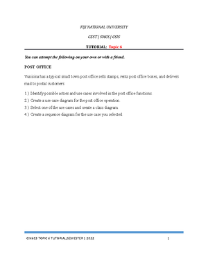 Topic 5 Tutorial Questions Sol - FIJI NATIONAL UNIVERSITY CEST | SMCS ...
