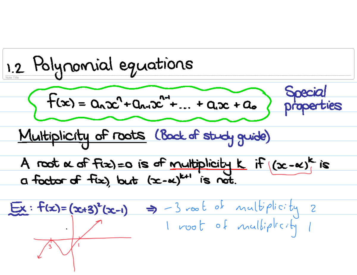 1.2 Polynomial equations (Part 1) - 1 Polynonial equations Note Title f ...