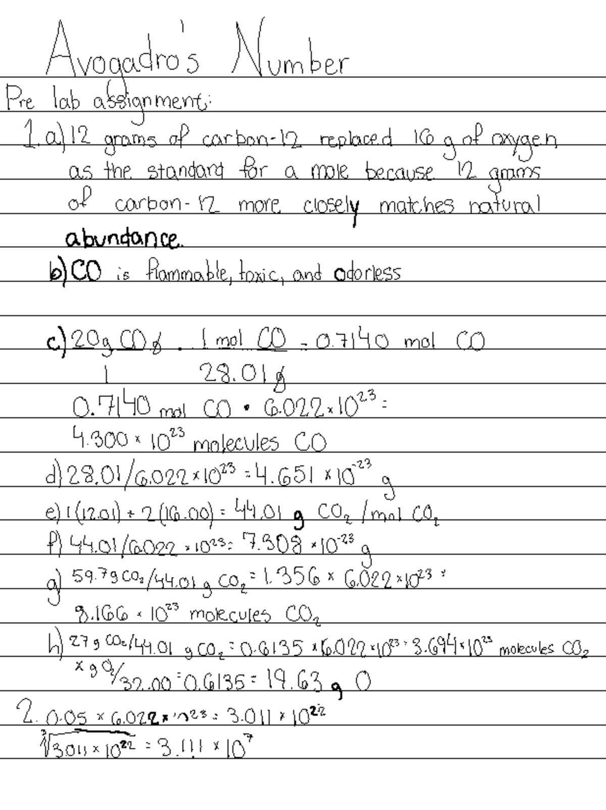 Pre Lab-Avogadro's Number - Chem 11100 - Studocu