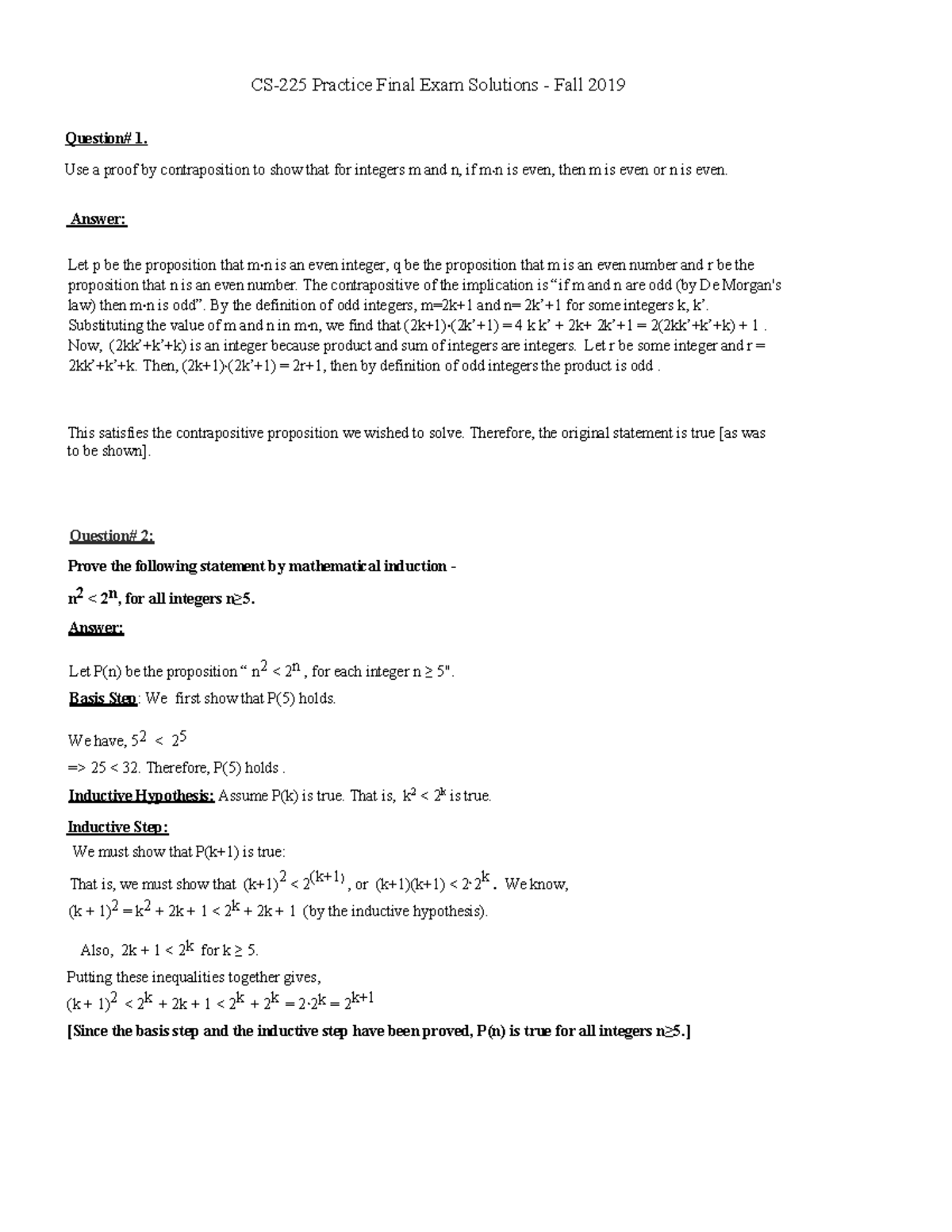 Fall2019 Practice Final Exam 1 Solutions 1 - CS-225 Practice Final Exam ...