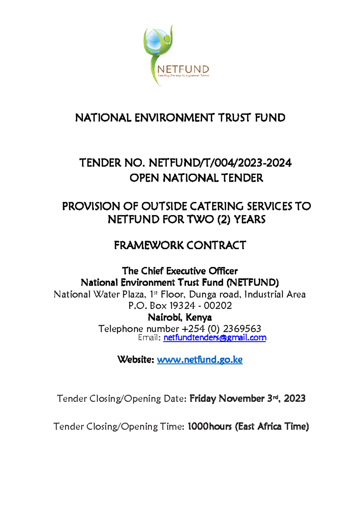 Netfund T 004 2023 2024 Catering Services - NATIONAL ENVIRONMENT TRUST ...