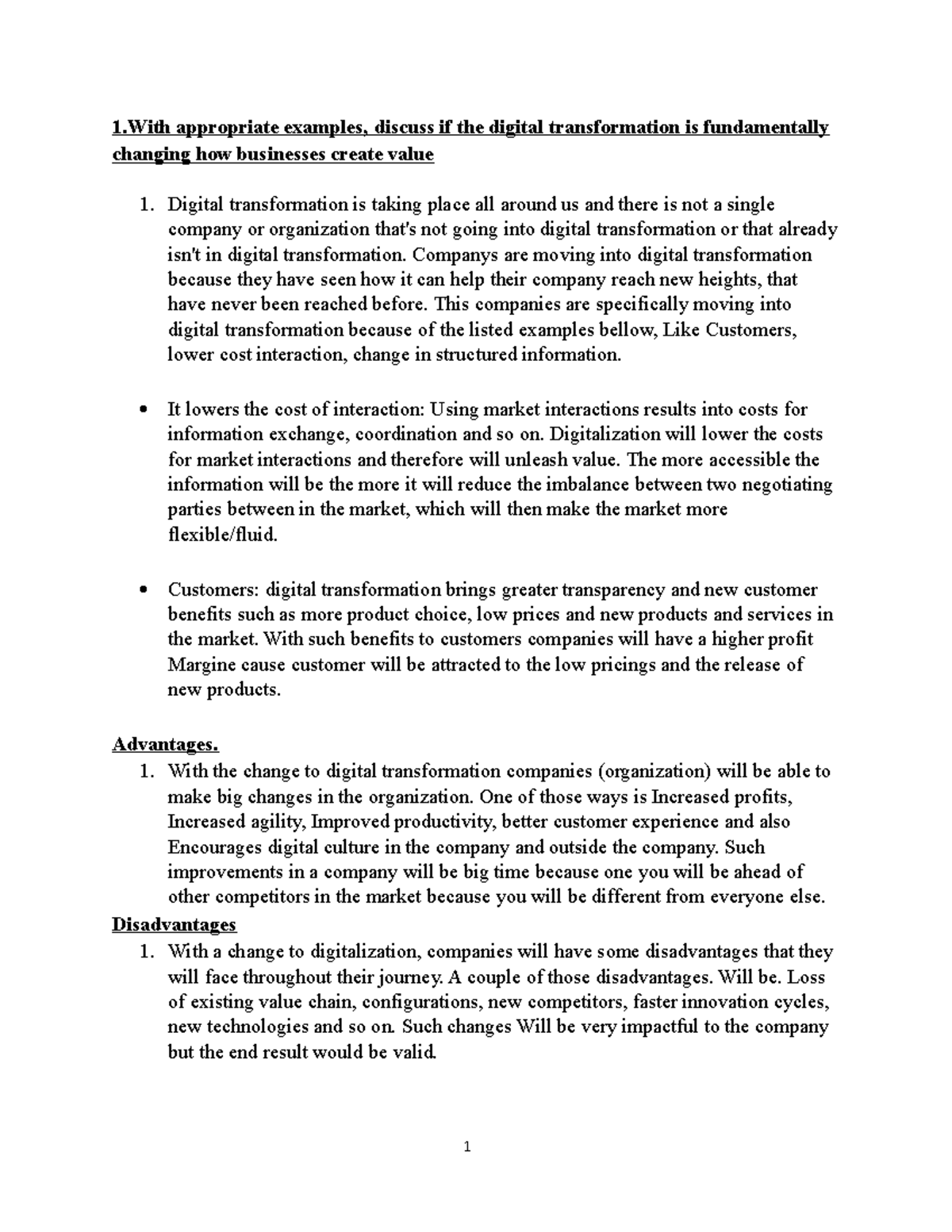 Jason M Karanja CAT - 1 appropriate examples, discuss if the digital ...