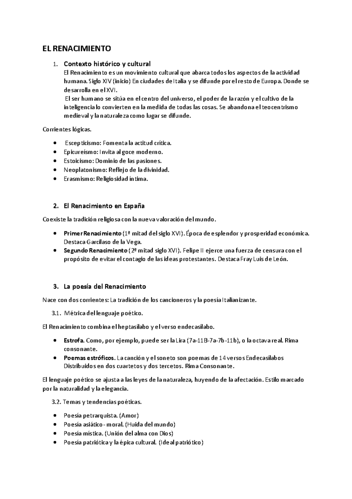 Lengua - hjhvycc - EL RENACIMIENTO 1. Contexto histórico y cultural El ...