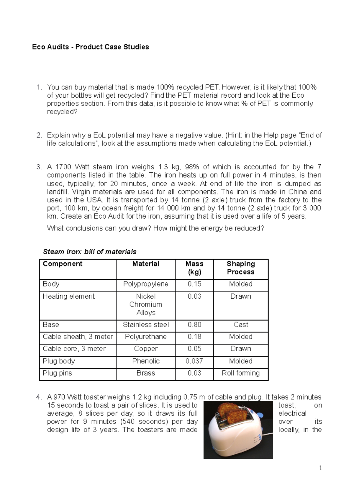 Eco-Audit Training Lab Exercises - Eco Audits - Product Case Studies ...