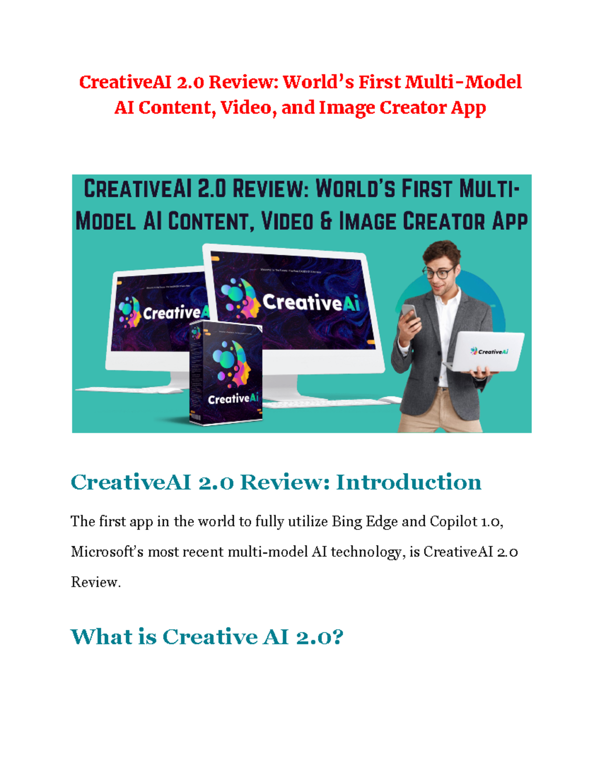 Creative AI - CreativeAI 2 Review: World’s First Multi-Model AI Content, Video, and Image ...