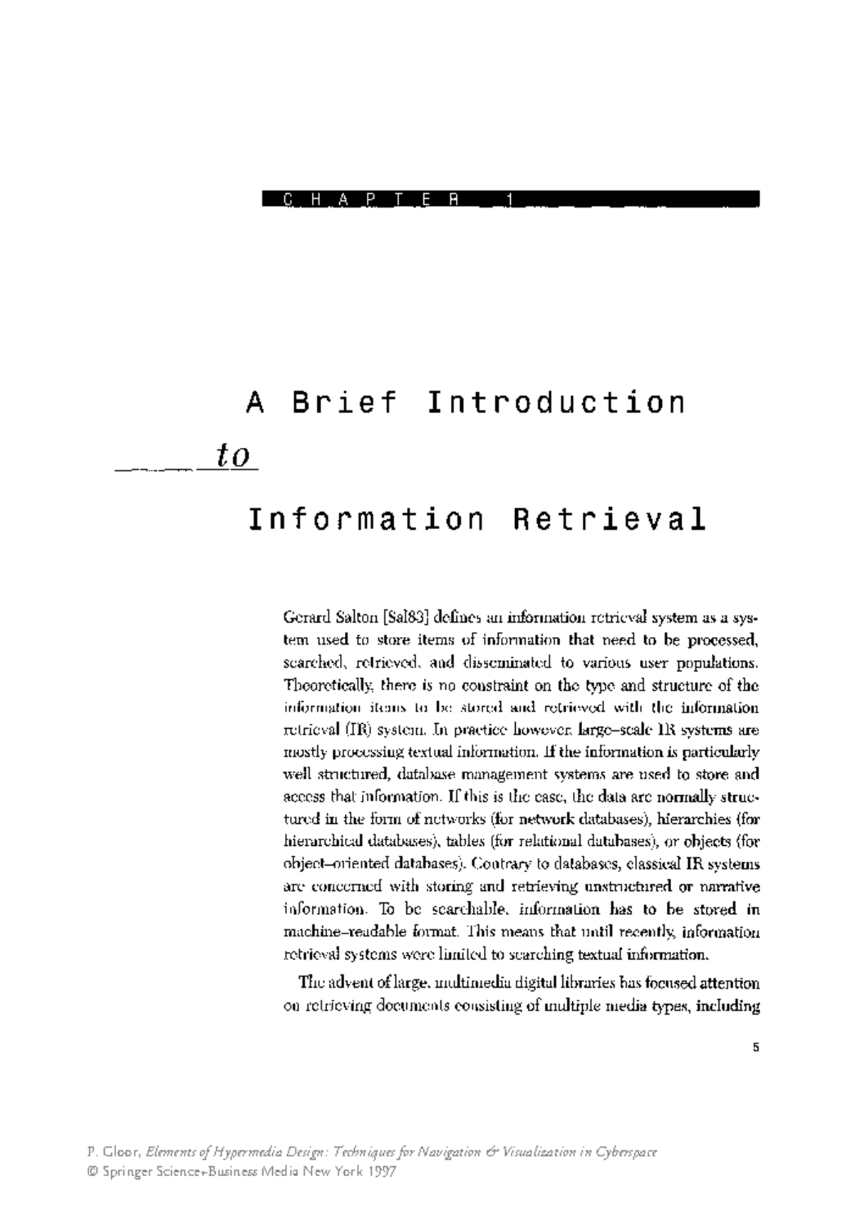 Brief introduction to IR - C H A P T E R 1 A Brief Introduction to ...