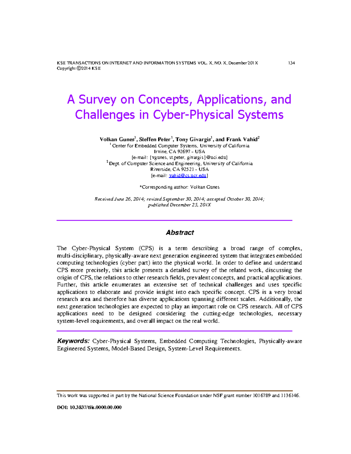 CPS survey 2014 - Career Development - KSII TRANSACTIONS ON INTERNET ...