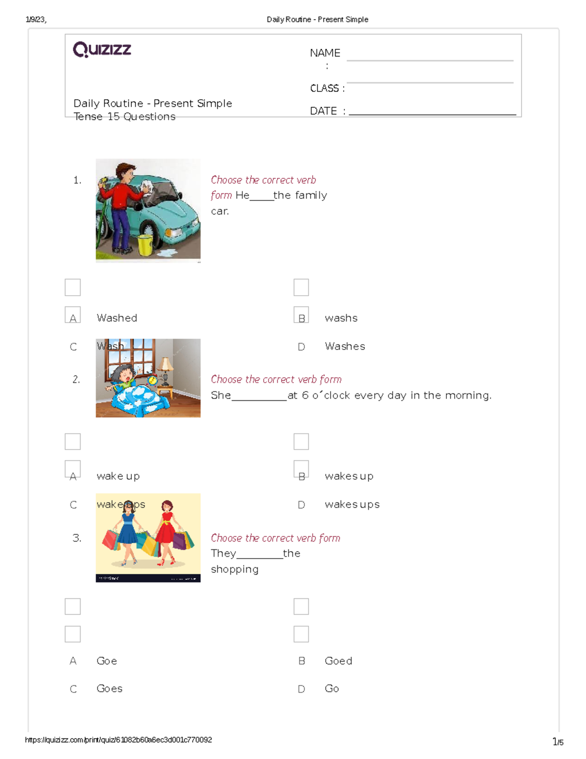 Daily Routine Present Simple Tense 1 9 23 Daily Routine Present