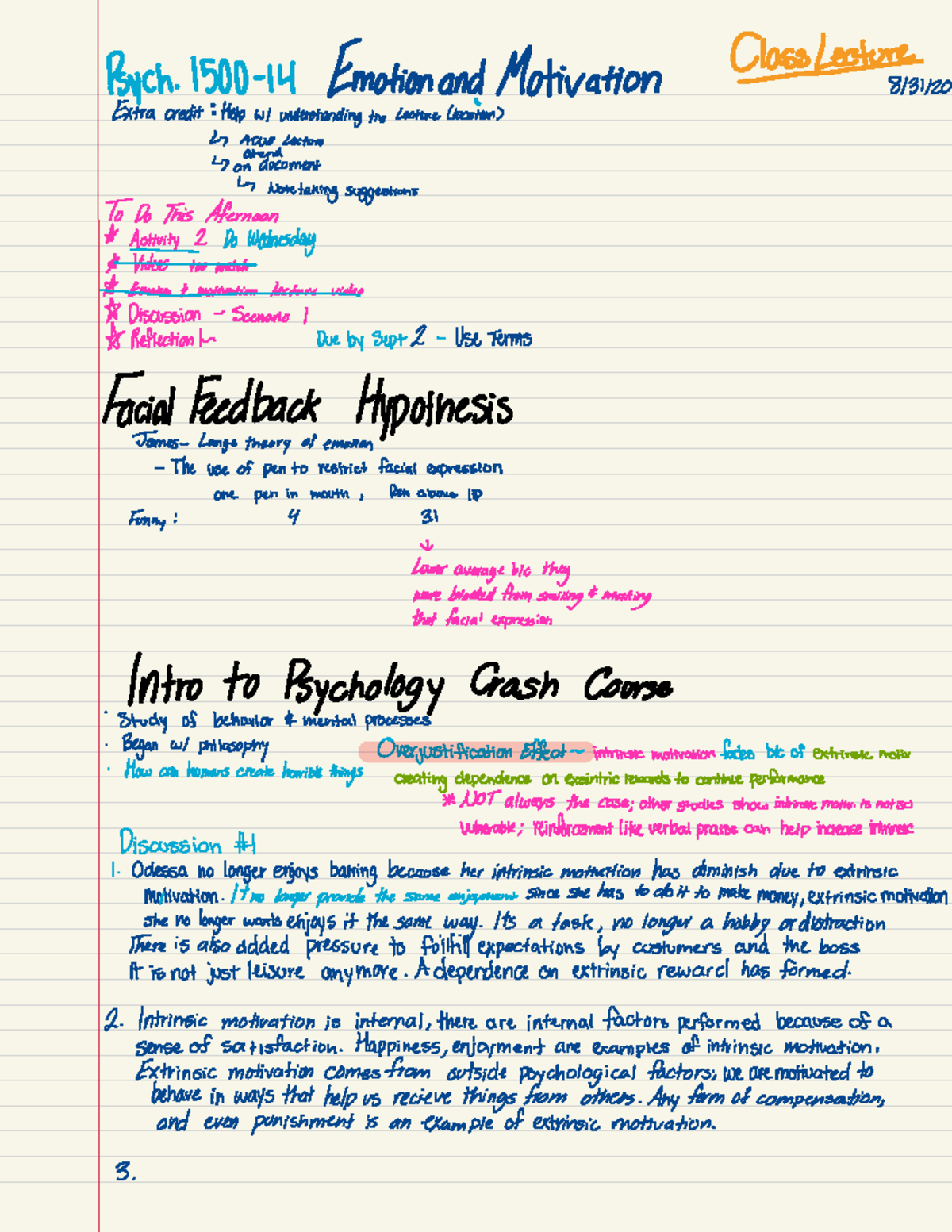 Class Lecture Emotion and Motivation - Psych . 1500-14 Emotionand ...