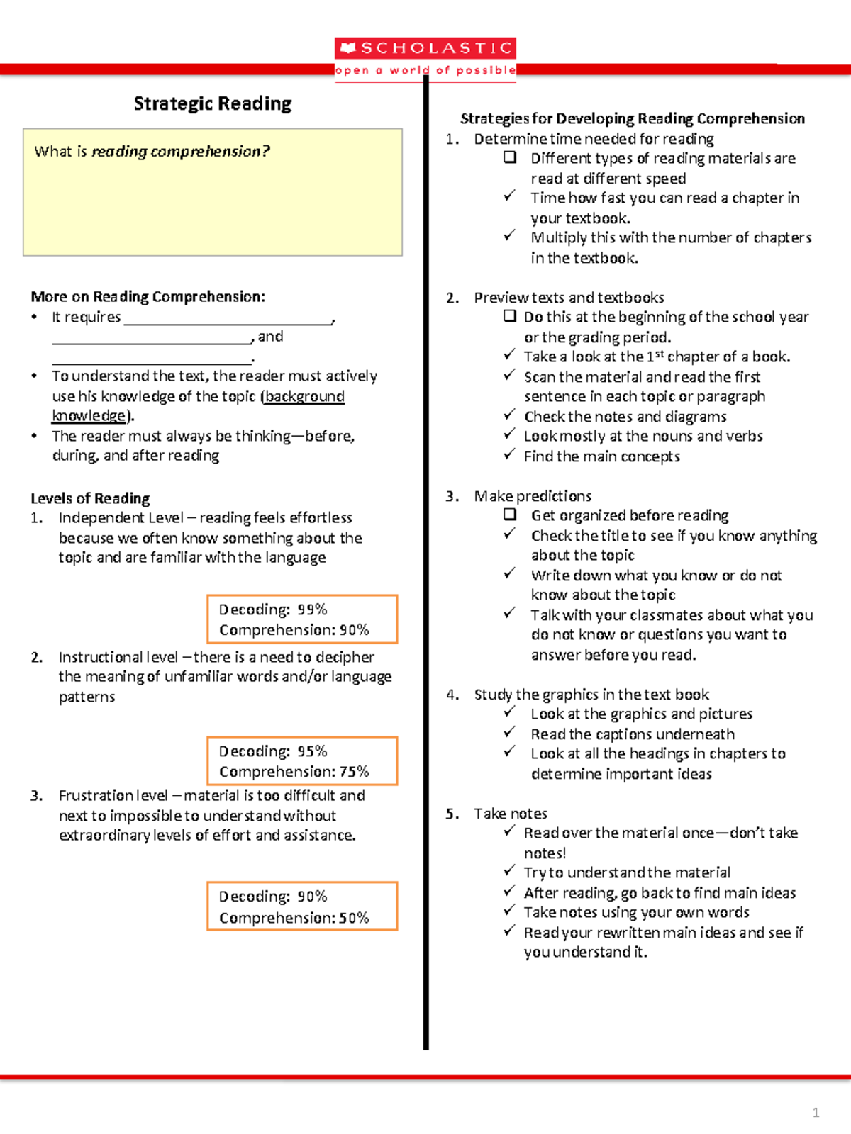 CRR Strand 1 Strategic Reading Learning Tool 2024 - Strategic Reading ...