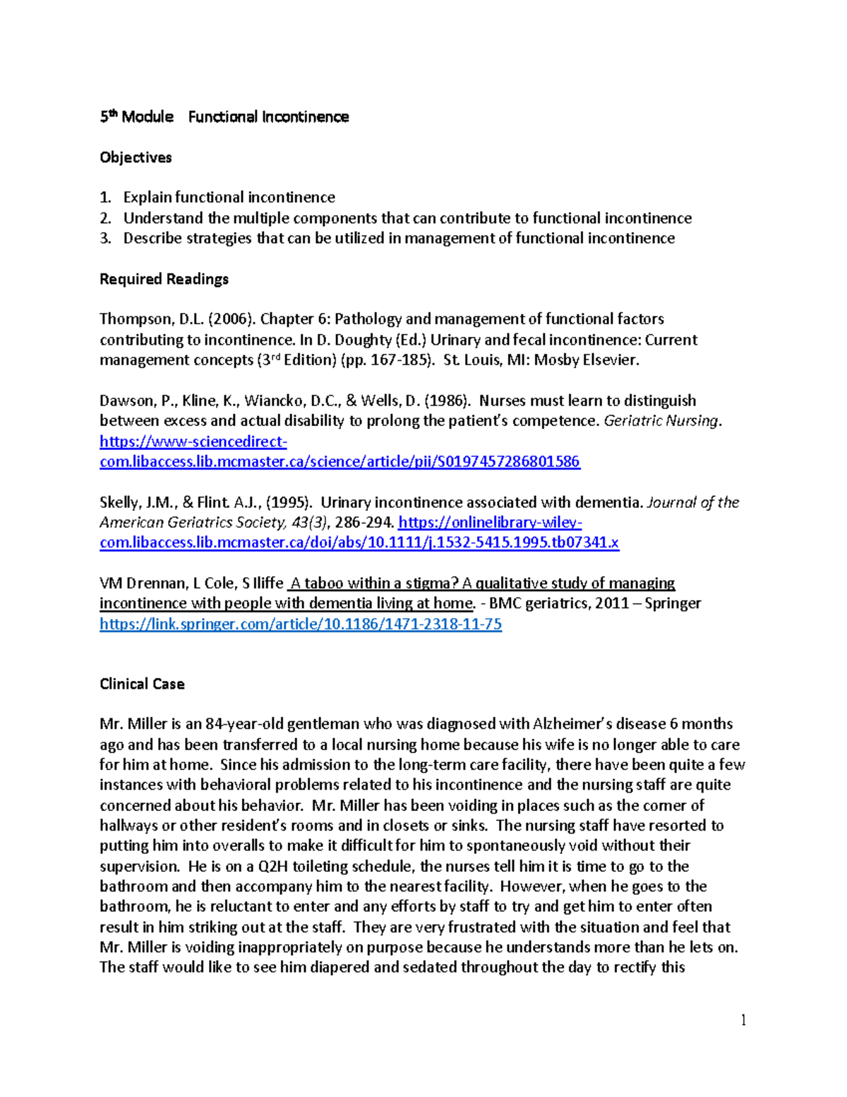 5th Module Functional Ui 1 5 Th Module Functional Incontinence Objectives Explain Functional
