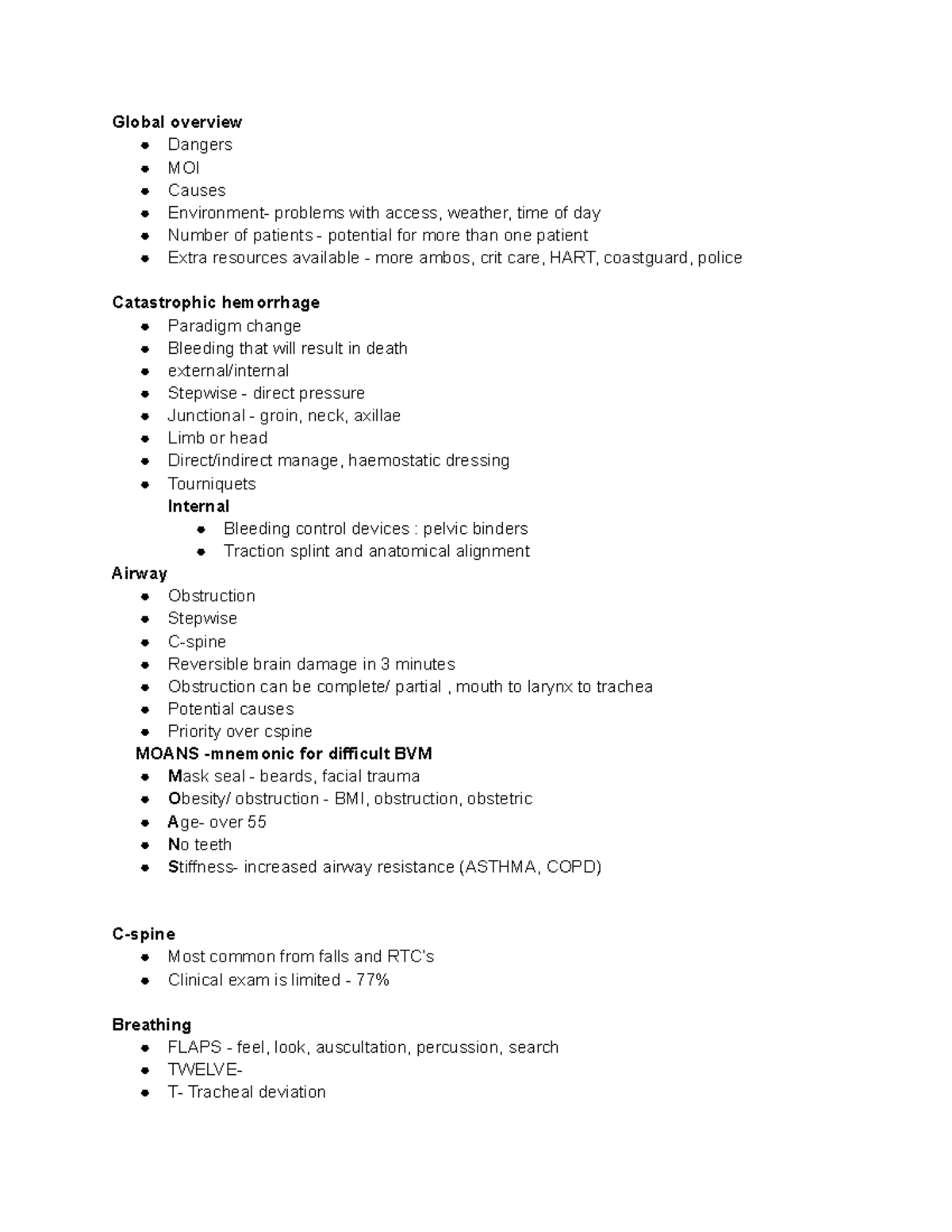 Major trauma primary survey - Global overview Dangers MOI Causes ...
