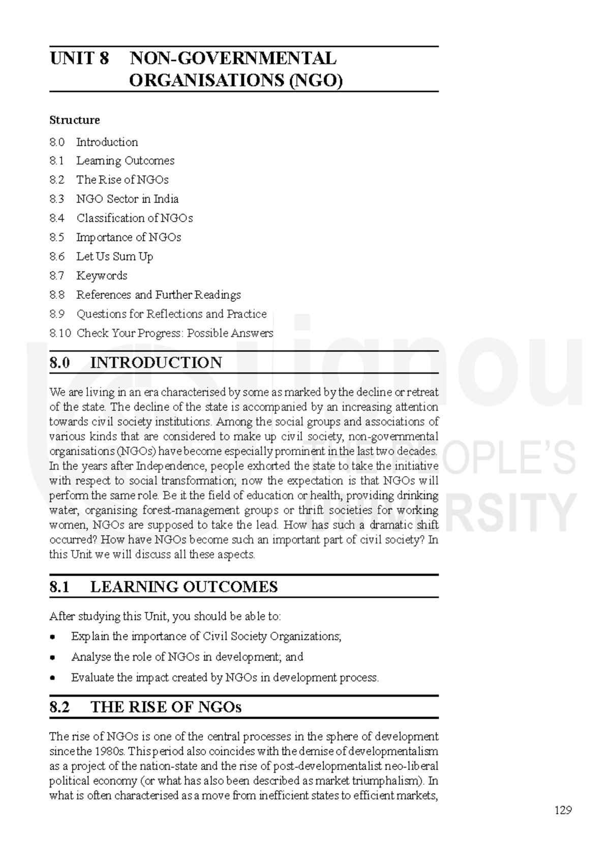Ngos - importance o f ngo - Development Agencies UNIT 8 NON ...