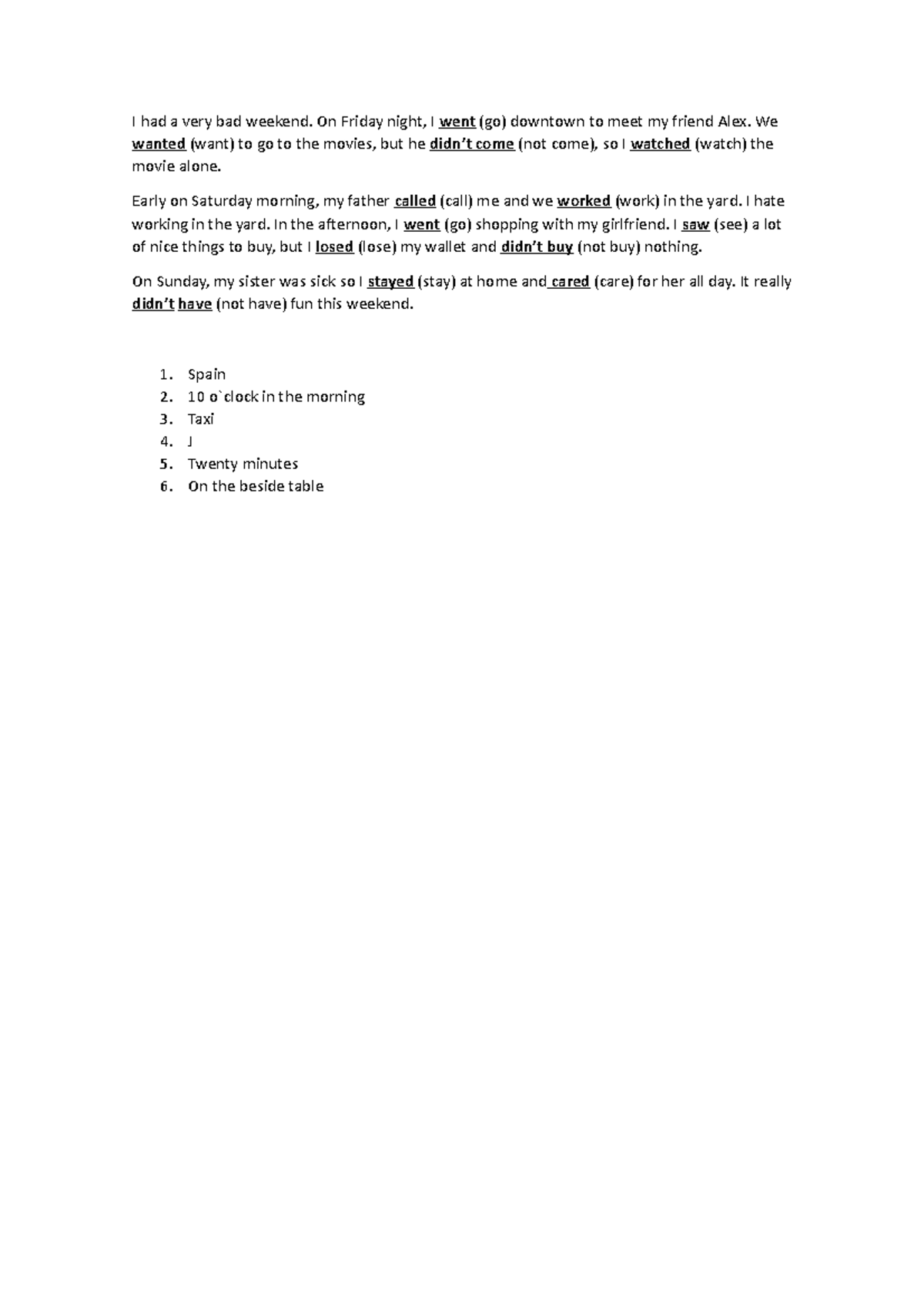 I had a very bad weekend - es un repaso de ingles - I had a very bad ...