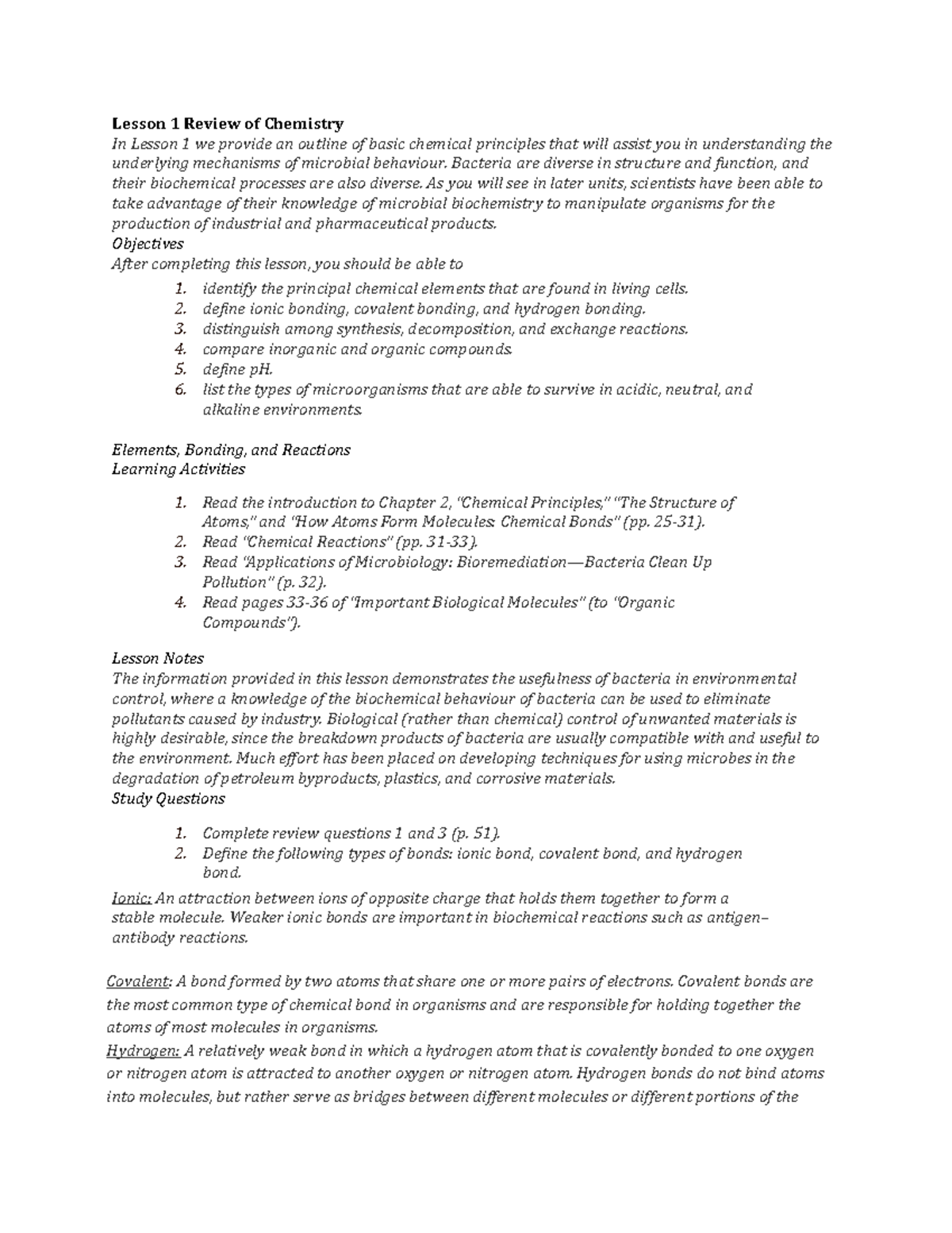 Unit 3 Ch 5 - Unit 3 Ch 5 - Lesson 1 Review of Chemistry In Lesson 1 we ...