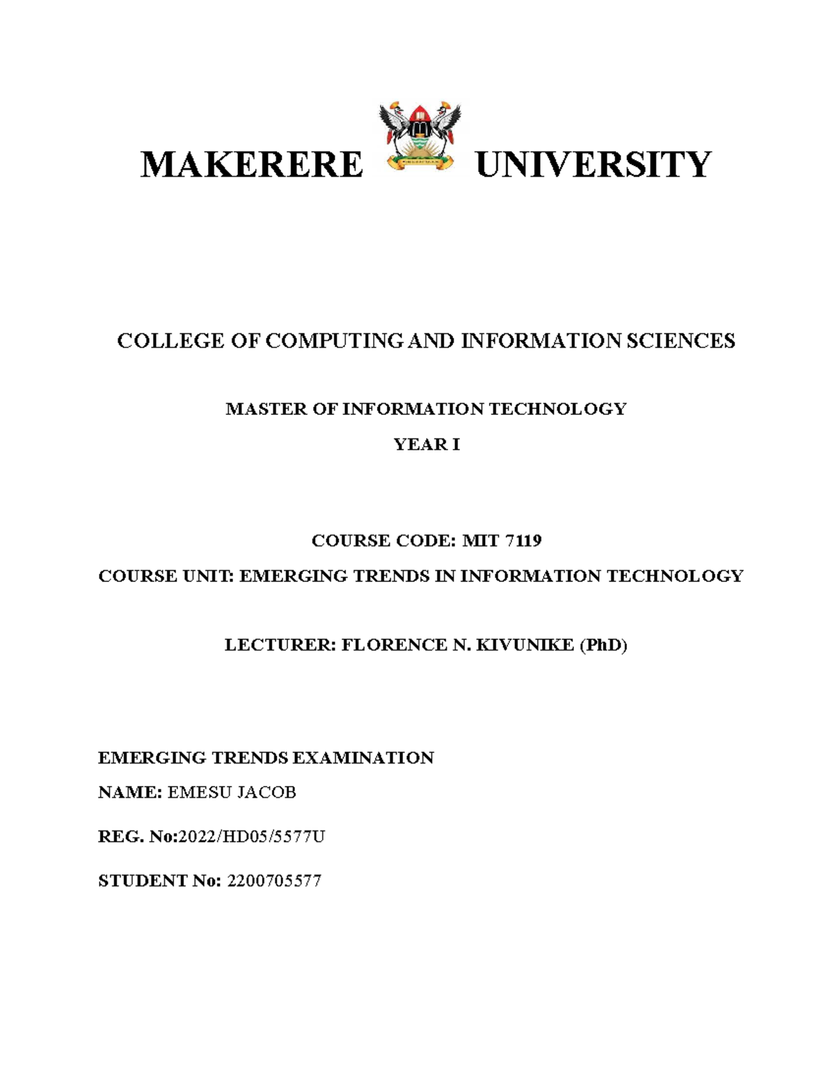Emerging Trends 22007 05577 - MAKERERE UNIVERSITY COLLEGE OF COMPUTING ...