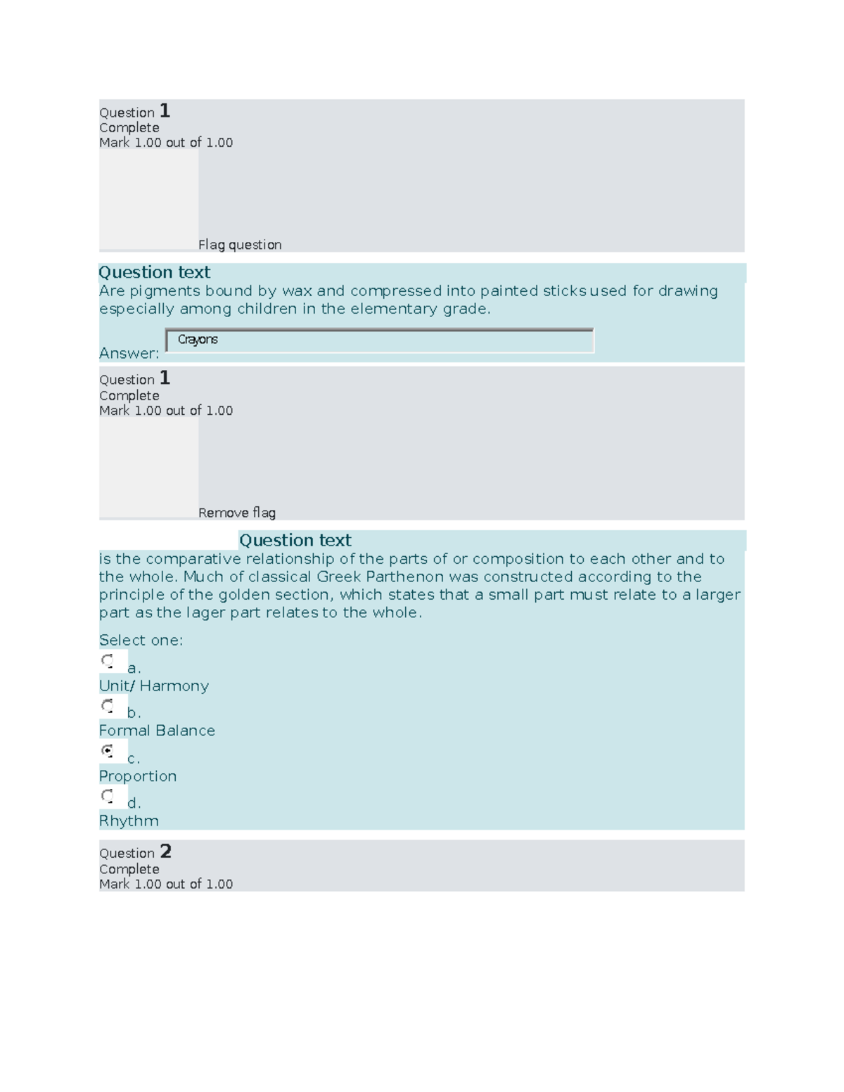Art-Appreciation - Very Okay - Question 1 Complete Mark 1 out of 1 ...