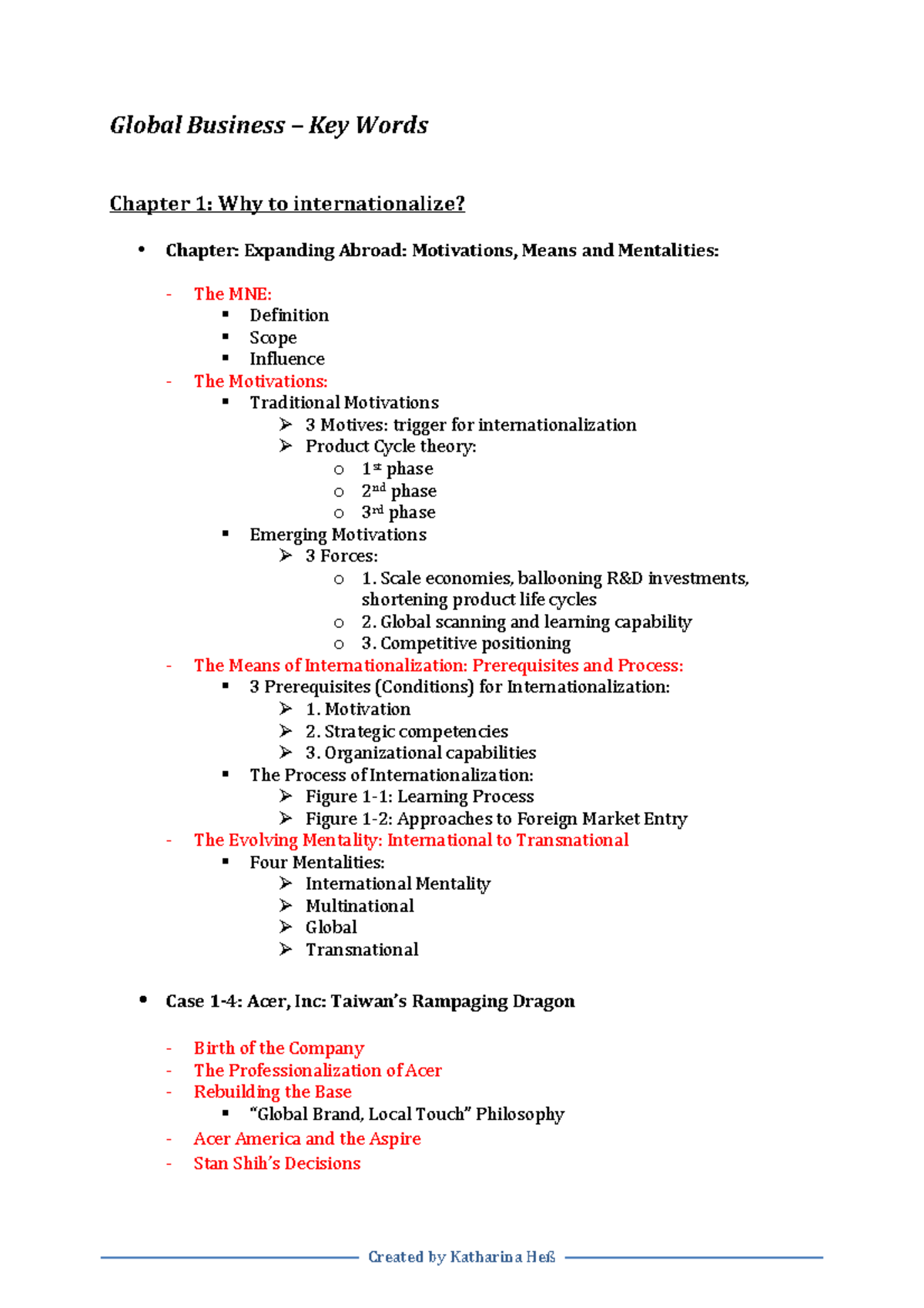 Global Business Key Words - Global Business – Key Words Chapter 1: Why ...