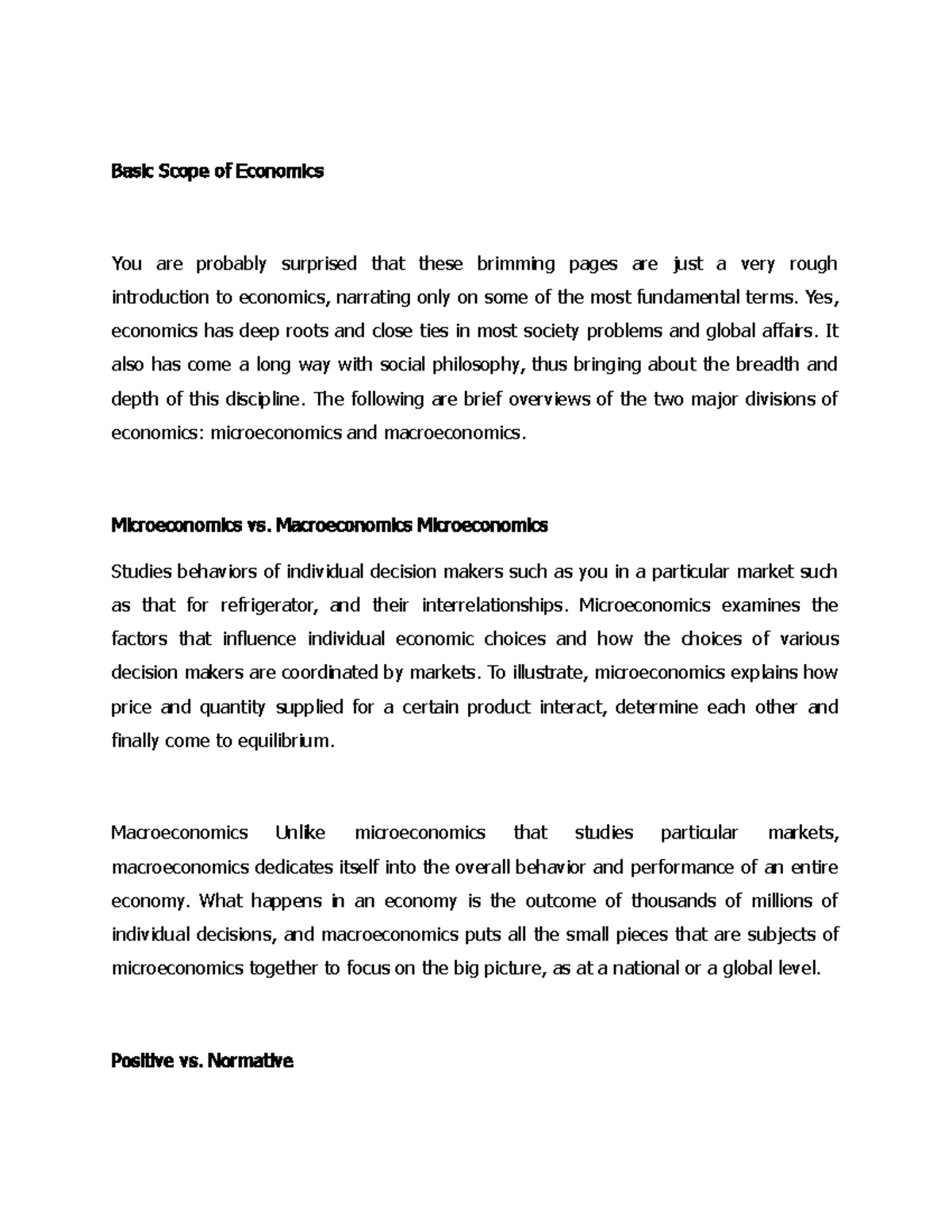 Basic Scope of Economics - Yes, economics has deep roots and close ties ...