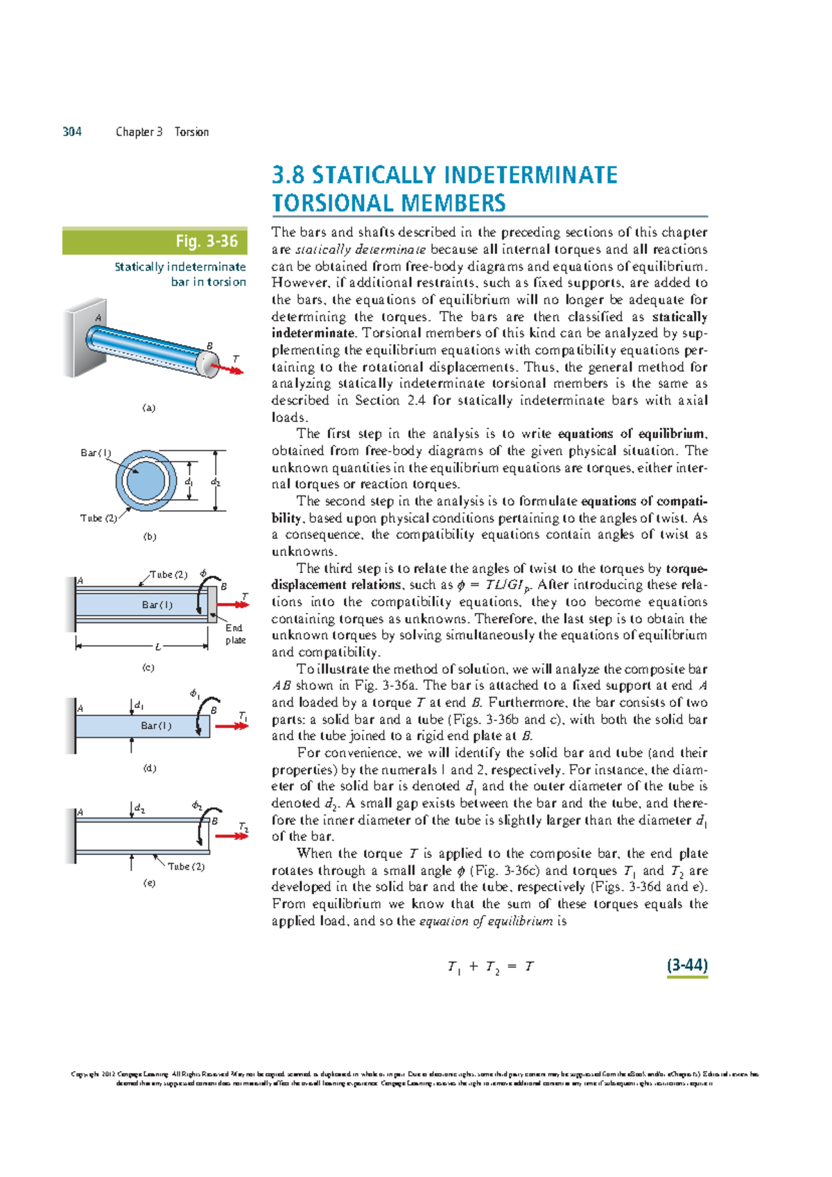Lecture Six - TORSION - Chapter 3 Torsion 3 STATICALLY INDETERMINATE TORSIONAL MEMBERS The bars ...
