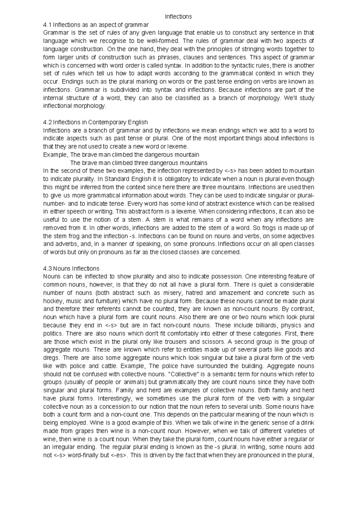 The Frameworks of English - Inflections 4 Inflections as an aspect of ...