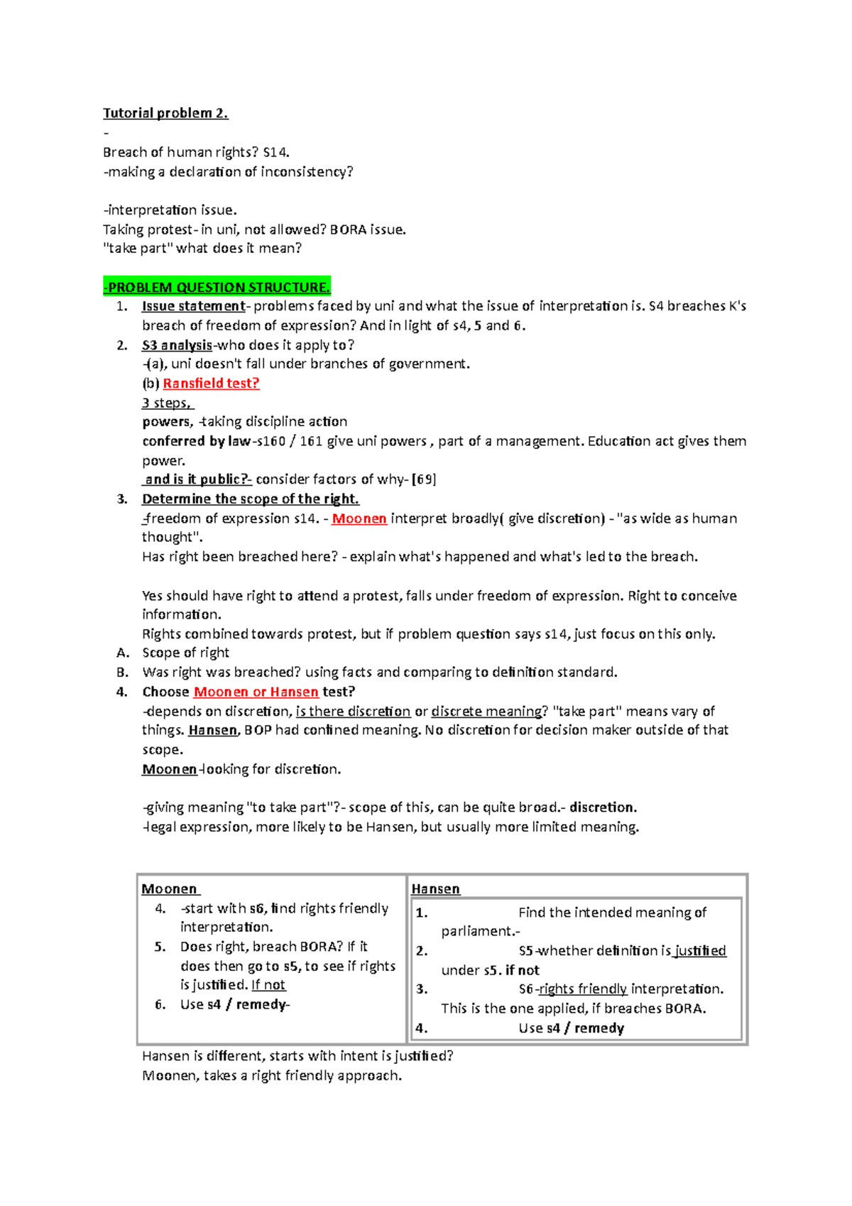 BORA 4 - Bill of Rights Petras part, tutorial questions - Tutorial ...