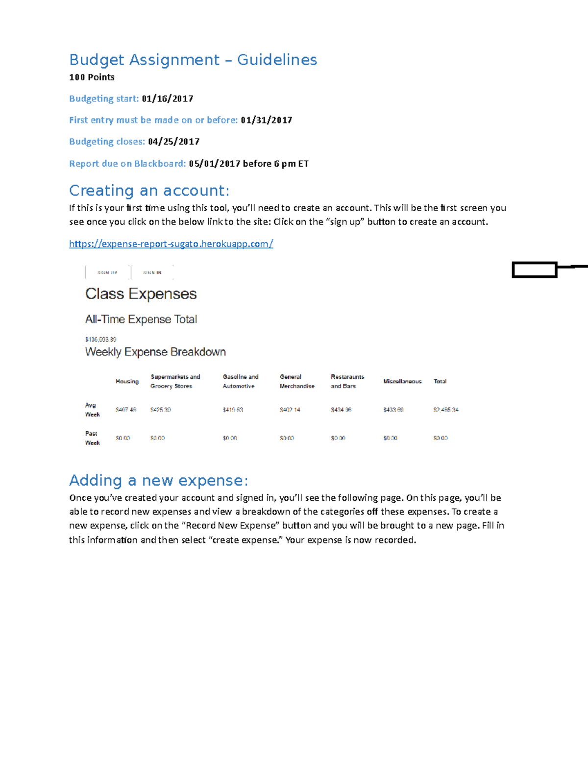 Budget Assignment Guidelines CSR342 - Budget Assignment – Guidelines ...