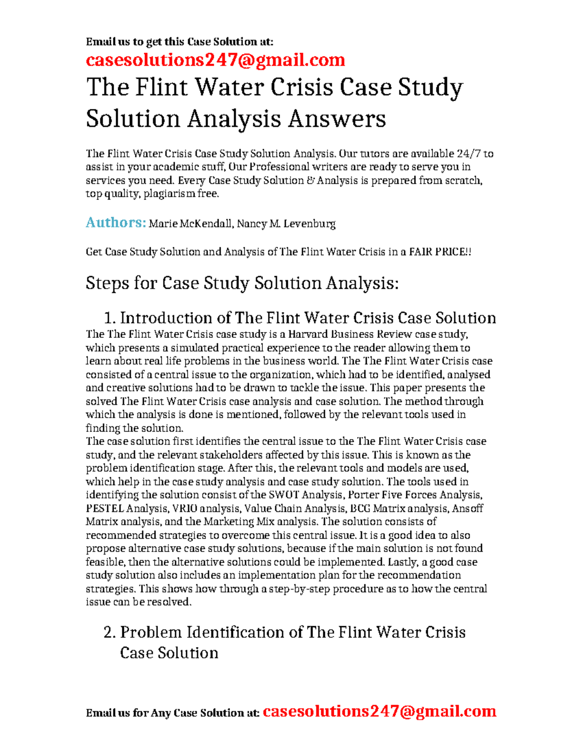 The Flint Water Crisis Case Study Solution Analysis - Our tutors are ...