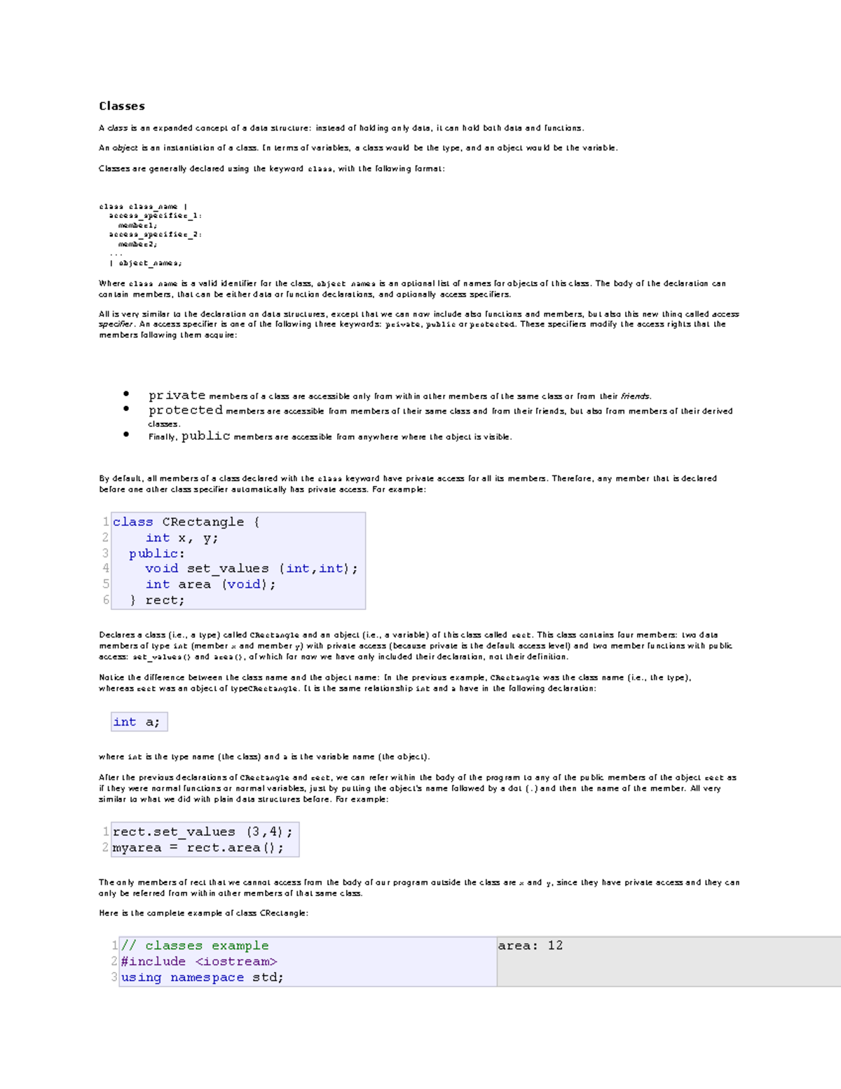 C++ - c++ - Classes A class is an expanded concept of a data structure ...
