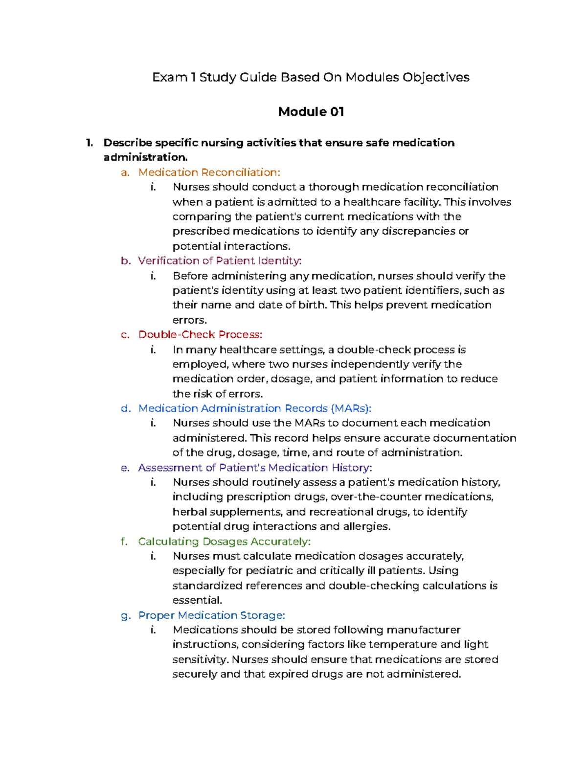 Exam 1 Study Guide - Exam 1 Notes - Exam 1 Study Guide Based On Modules ...